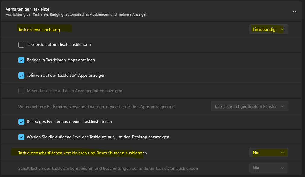 Verhalten der Taskleiste - Ausgeblendete Icons trotz Platz auf ...