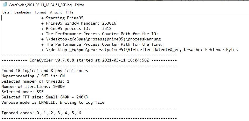 CoreCycler - Tool zum Testen der Curve Optimizer Einstellungen | Seite ...