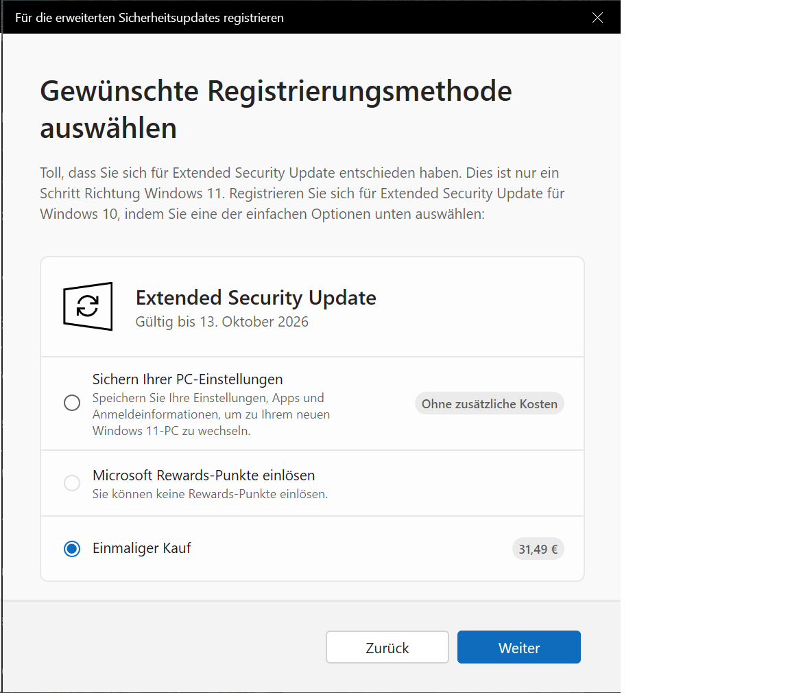 Extended Security Updates (ESU) Windows 10 | ComputerBase Forum